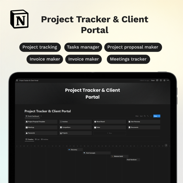 Notion Project Tracker & Client Portal | Primecanva